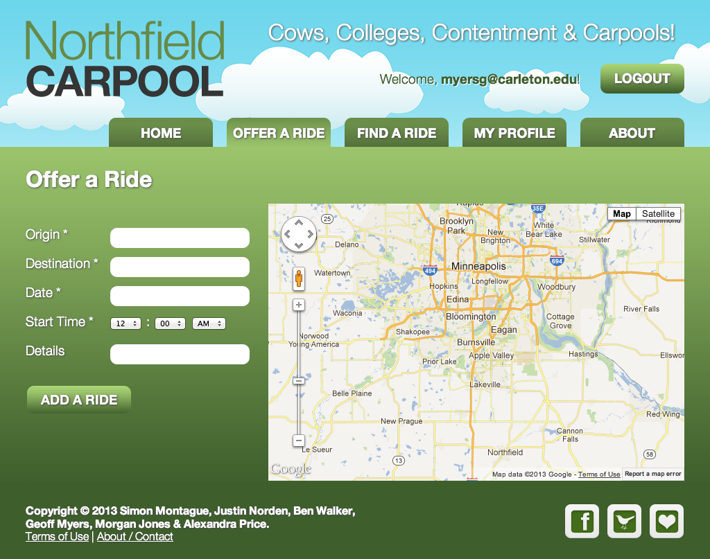 Northfield Carpool - Cows, Colleges, Contentment & Carpools!